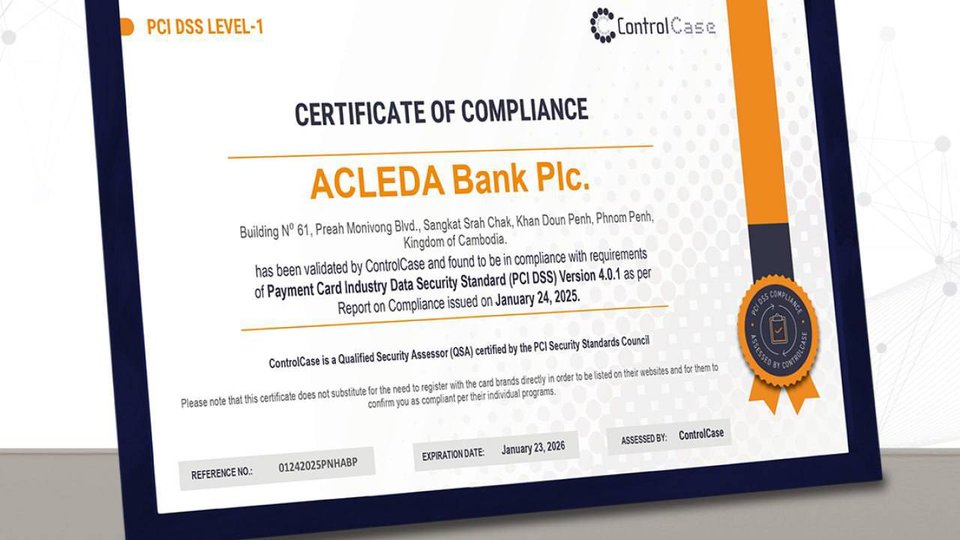 ACLEDA Awarded Electronic Card Data Security Certification | Kiripost